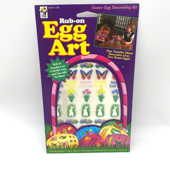 Holiday | Vintage Color Clings Rubon Egg Art Transfers Easter Egg ...